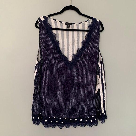 Tribal | Tops | New Tribal Mixed Print Lightweight Blue White Vneck ...